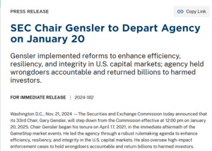[Top News] SEC Chairman Gensler to Resign in January Next Year ...